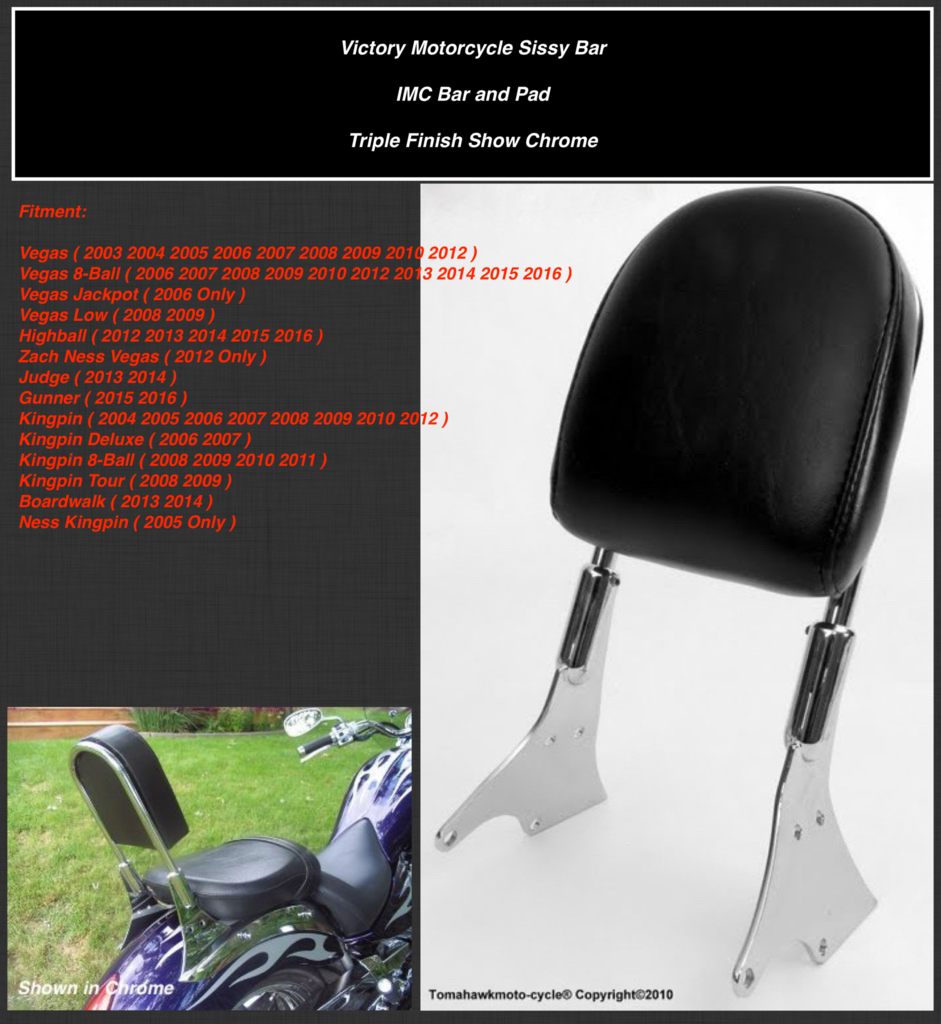 victory motorcycle vegas backrest sissybar installed victory only ...