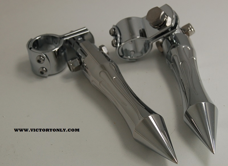 spike flame Pegs or Grips Chrome Spike End Flame Victory Only Motorcycles