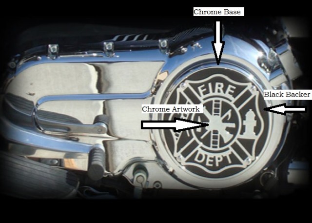 Engine Cover Fire Department black chrome / Red / Black